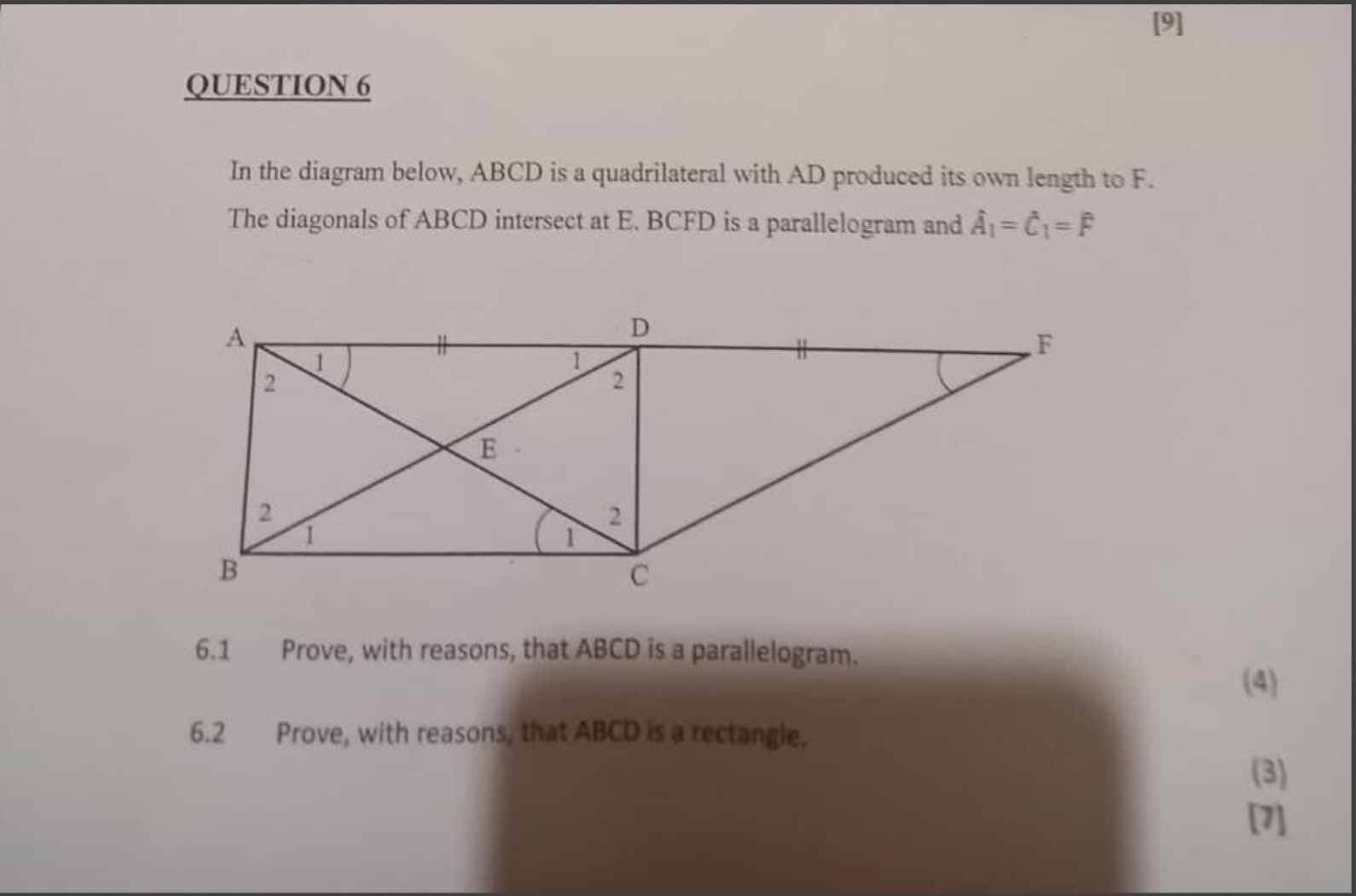 Solved [9]QUESTION 6In the diagram below, ABCD is a | Chegg.com