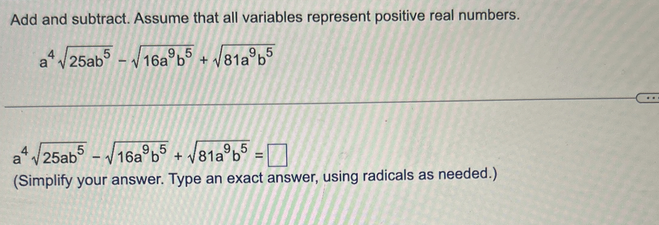 Solved Add and subtract. Assume that all variables represent | Chegg.com