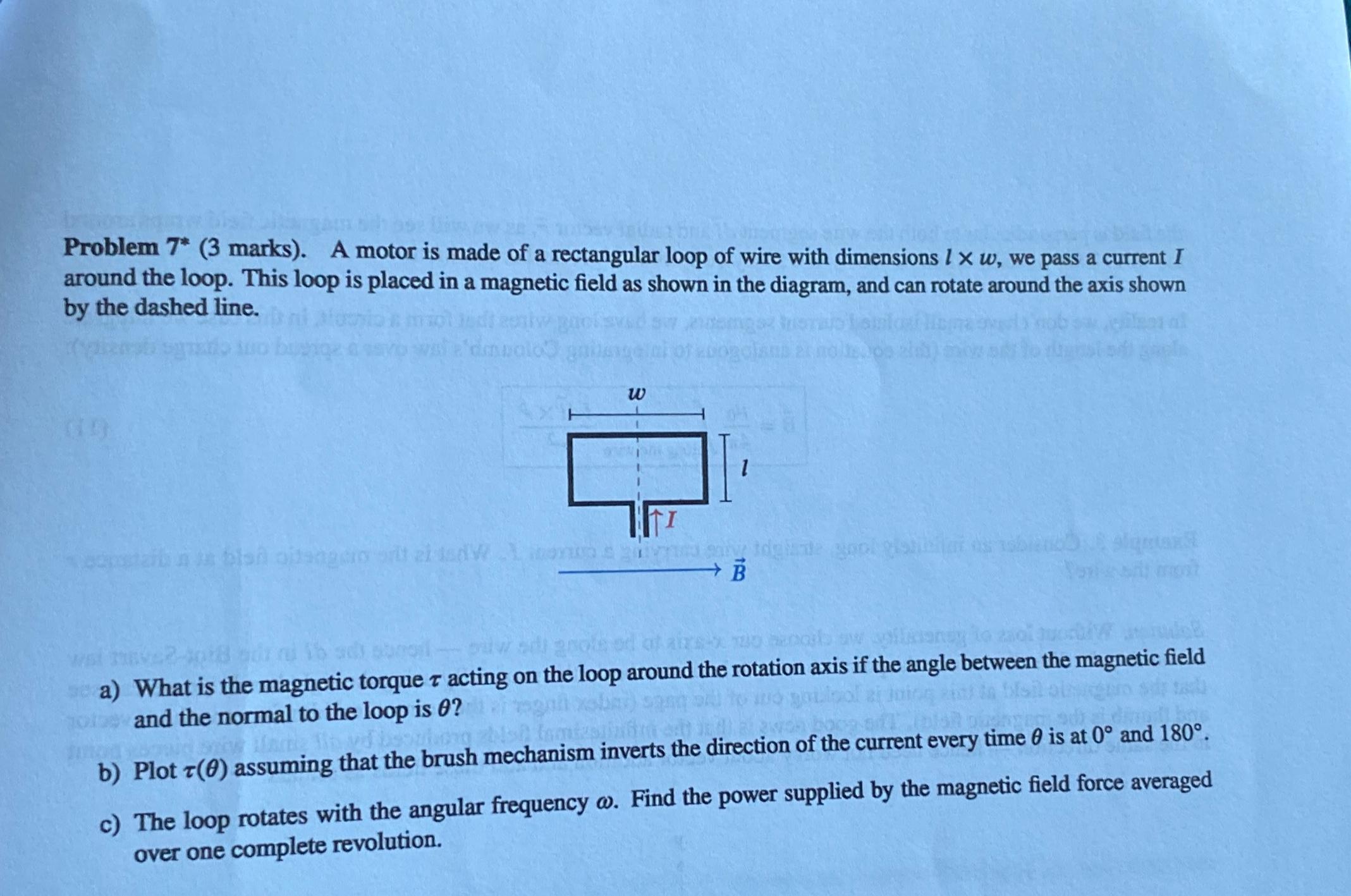 Solved Problem 7* (3 ﻿marks). ﻿A motor is made of a | Chegg.com