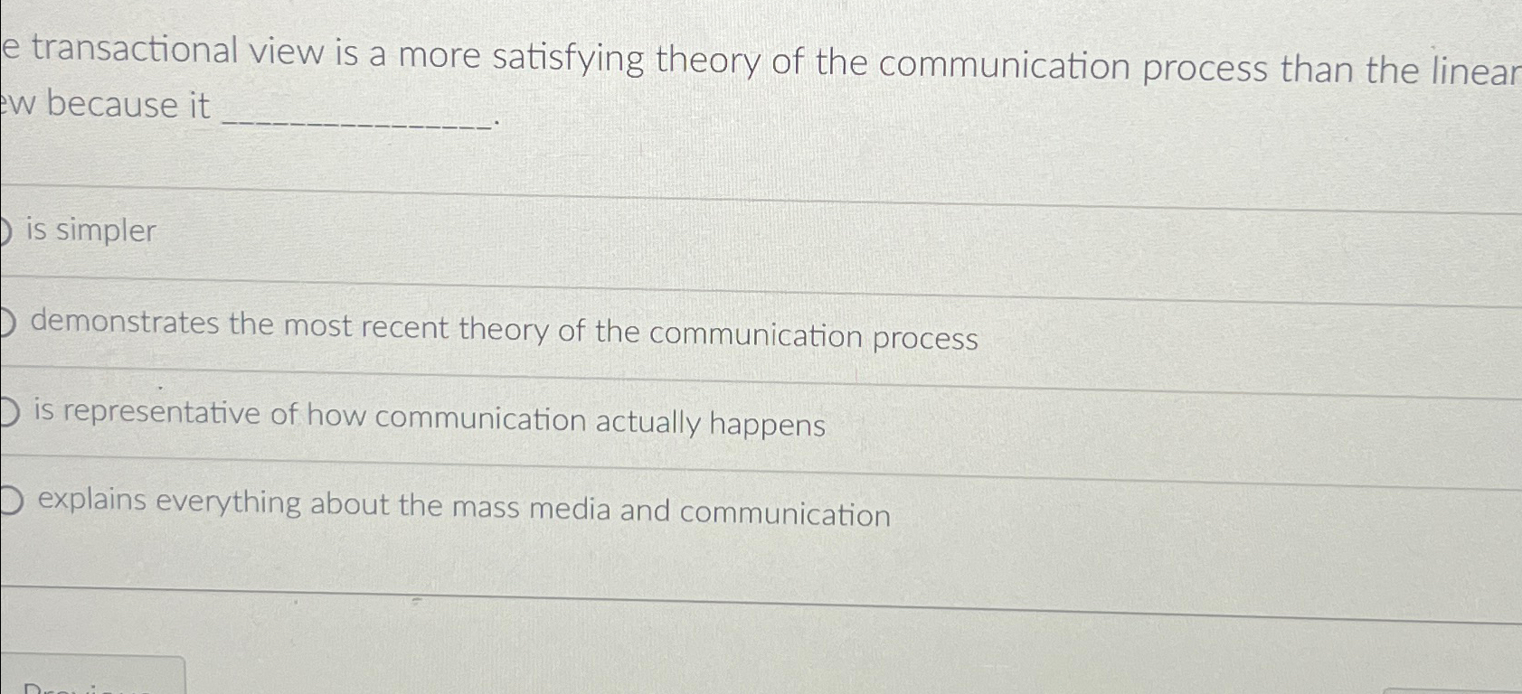 Solved e transactional view is a more satisfying theory of | Chegg.com