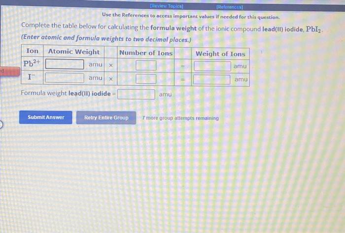 Complete the table below for calculating the formula | Chegg.com