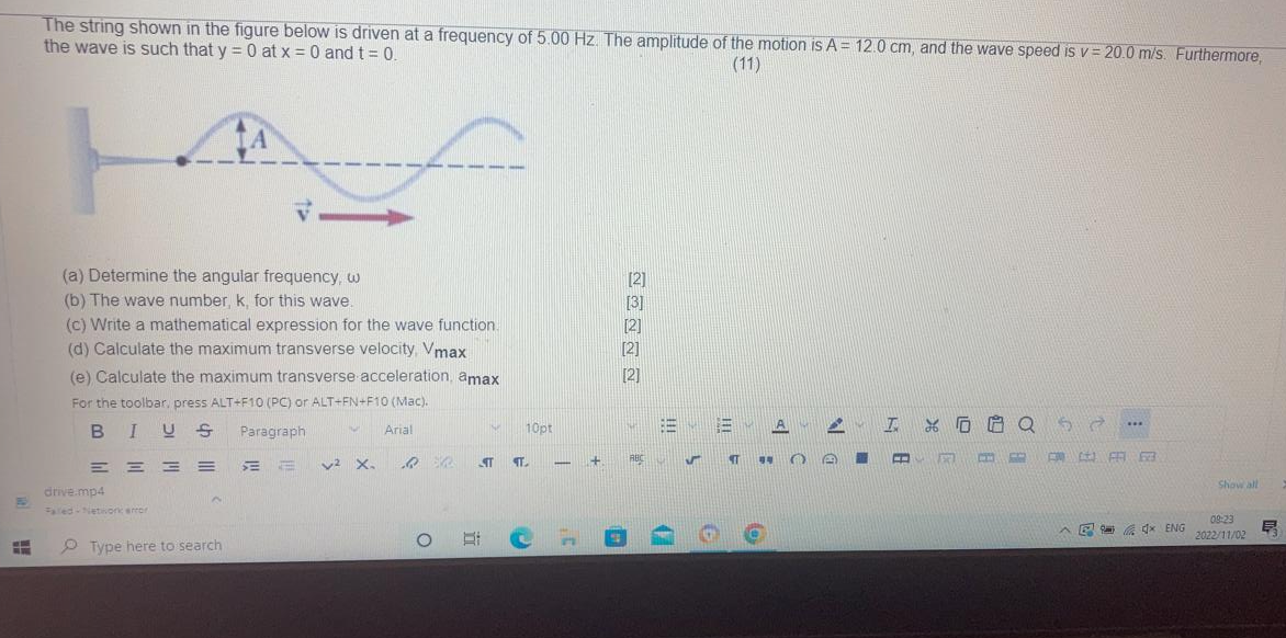 Solved The string shown in the figure below is driven at a | Chegg.com