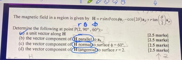 Solved The magnetic field in a region is given by | Chegg.com