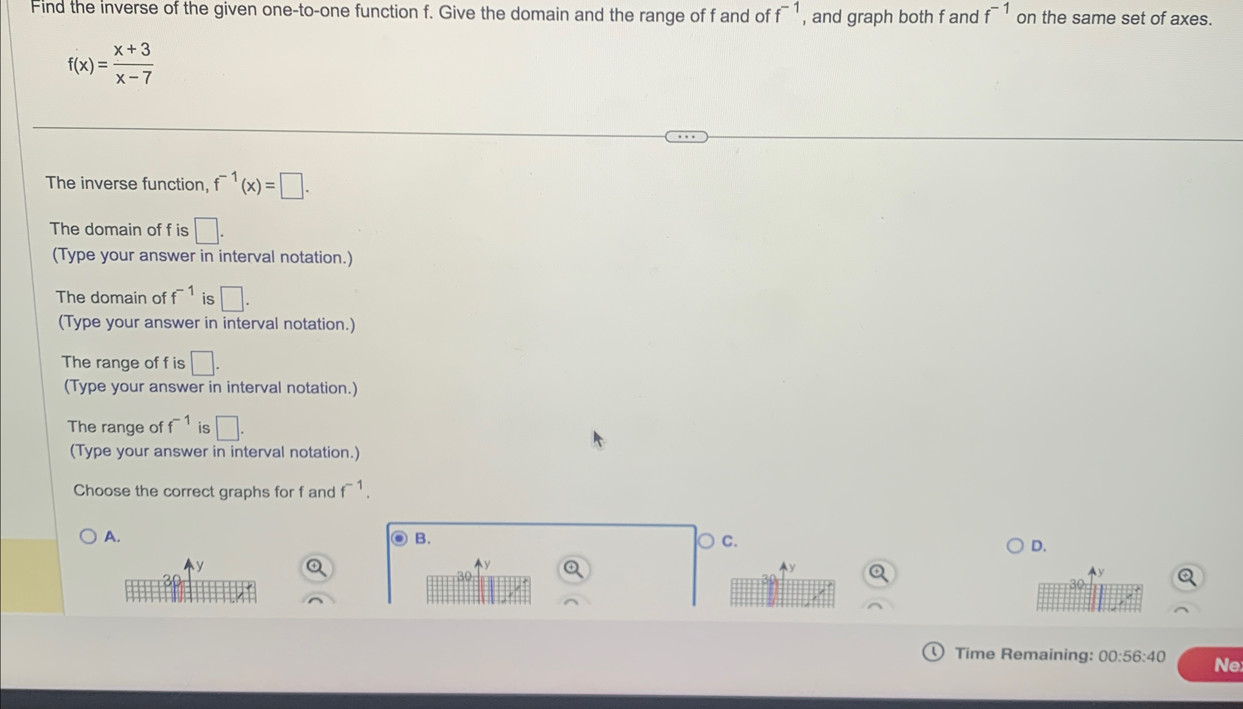 Solved Find the inverse of the given one-to-one function f. | Chegg.com