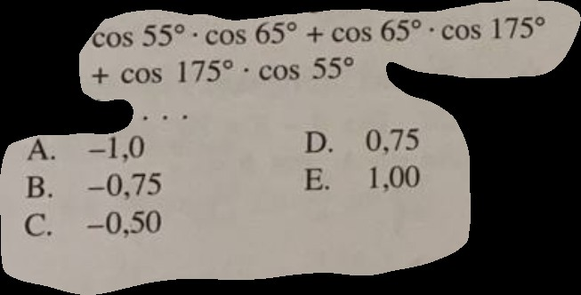 Solved cos 55°.cos 65° + cos 65º. cos 175° + cos 175°. cos | Chegg.com