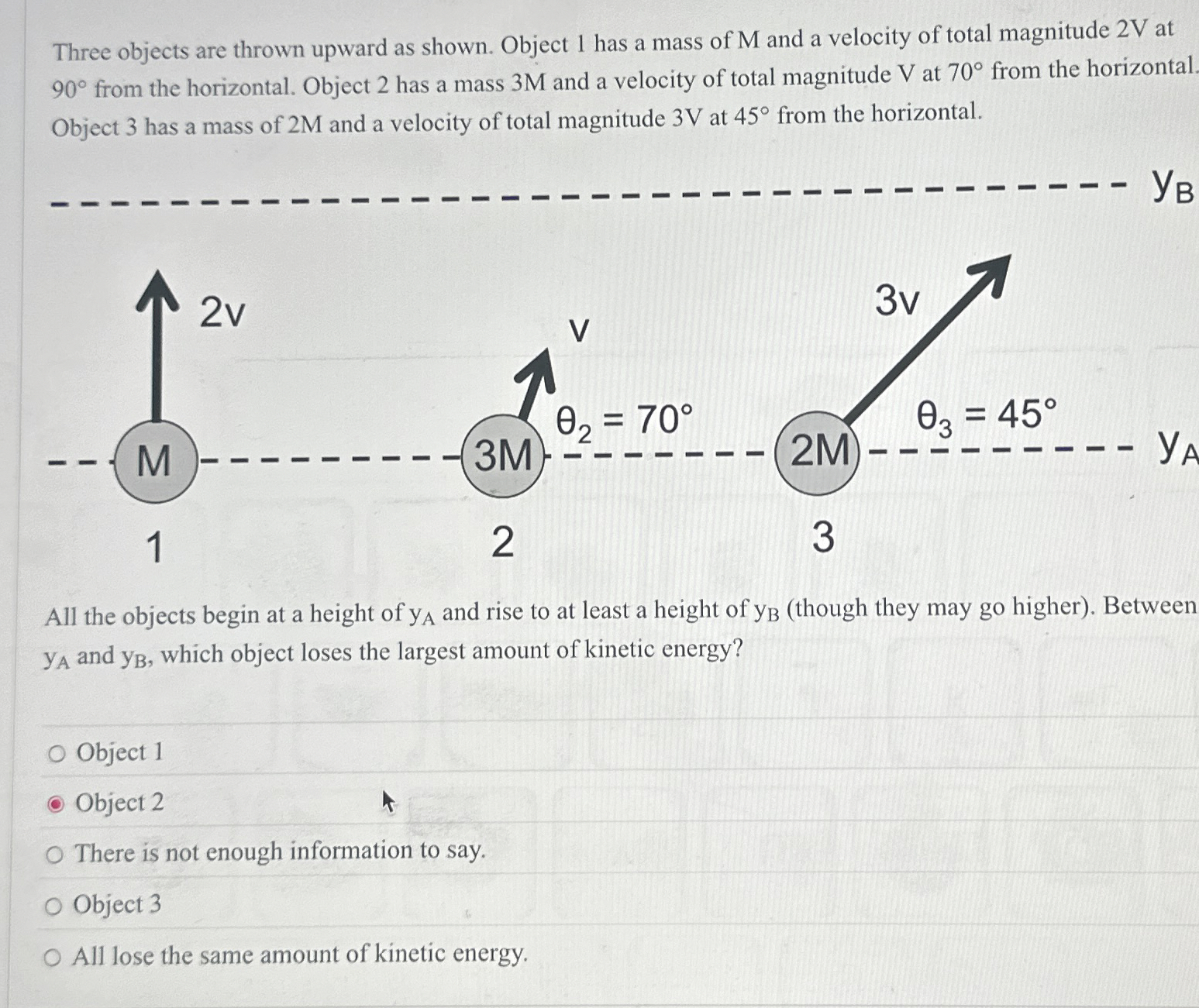 Solved Three objects are thrown upward as shown. Object 1 | Chegg.com