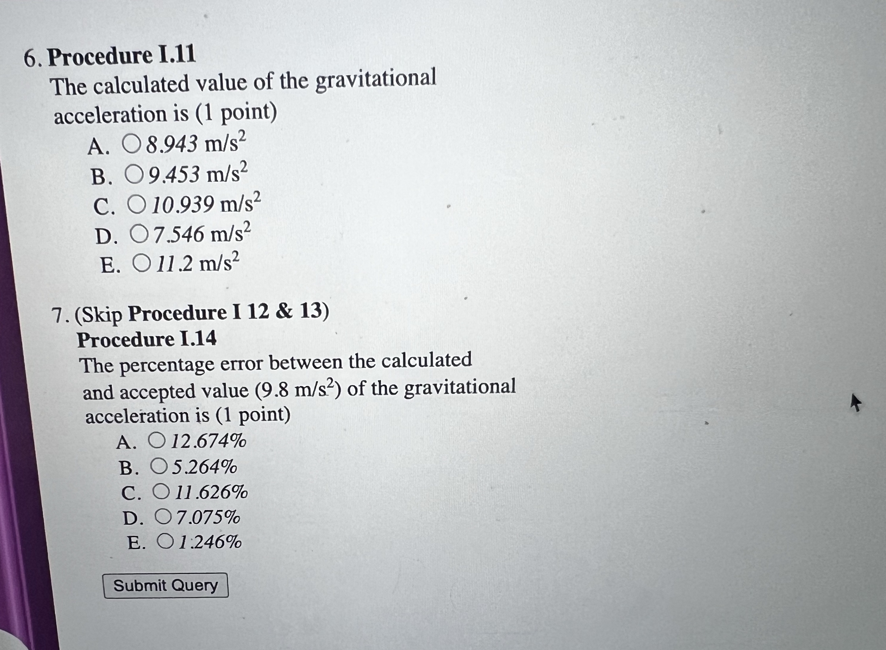Solved Procedure I. 11The calculated value of the | Chegg.com