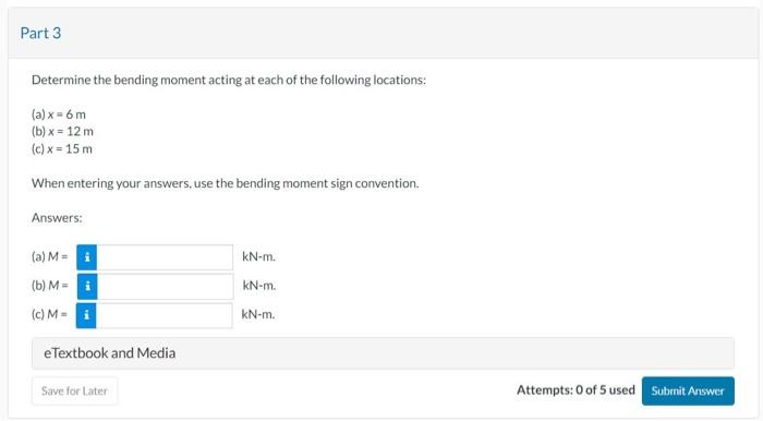 Solved x=3 mx=9 mx=13.5 mx=18 mDetermine the bending moment | Chegg.com
