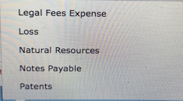 Solved Legal Fees Expense Loss Natural Resources Notes | Chegg.com
