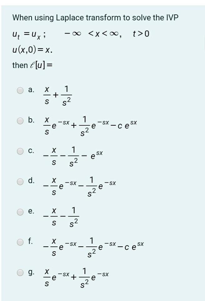 Solved When using Laplace transform to solve the IVP Ut = | Chegg.com