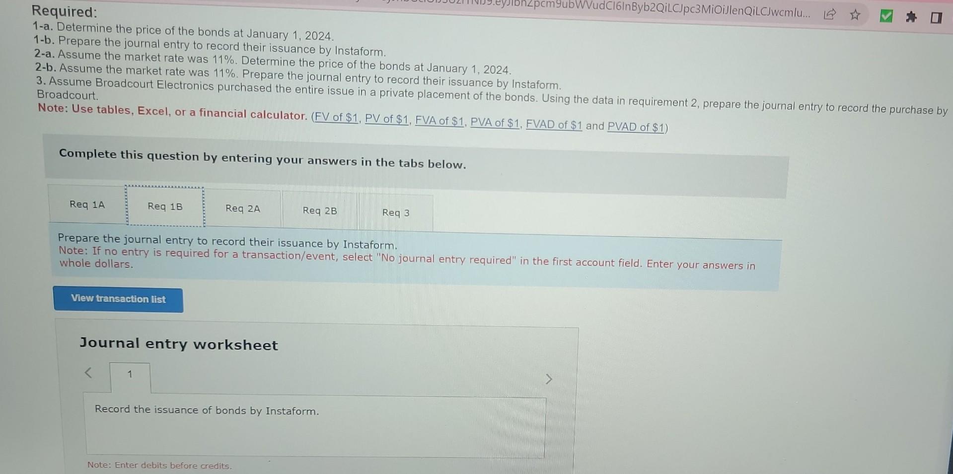 Solved On January 1, 2024, Instaform, Incorporated, issued | Chegg.com