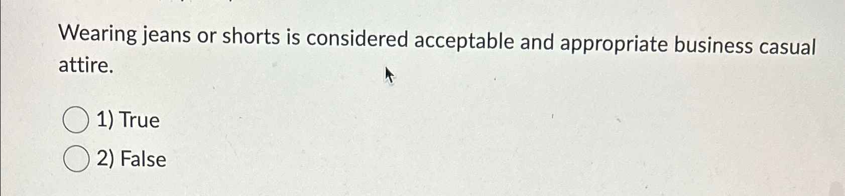 Solved Wearing jeans or shorts is considered acceptable and | Chegg.com
