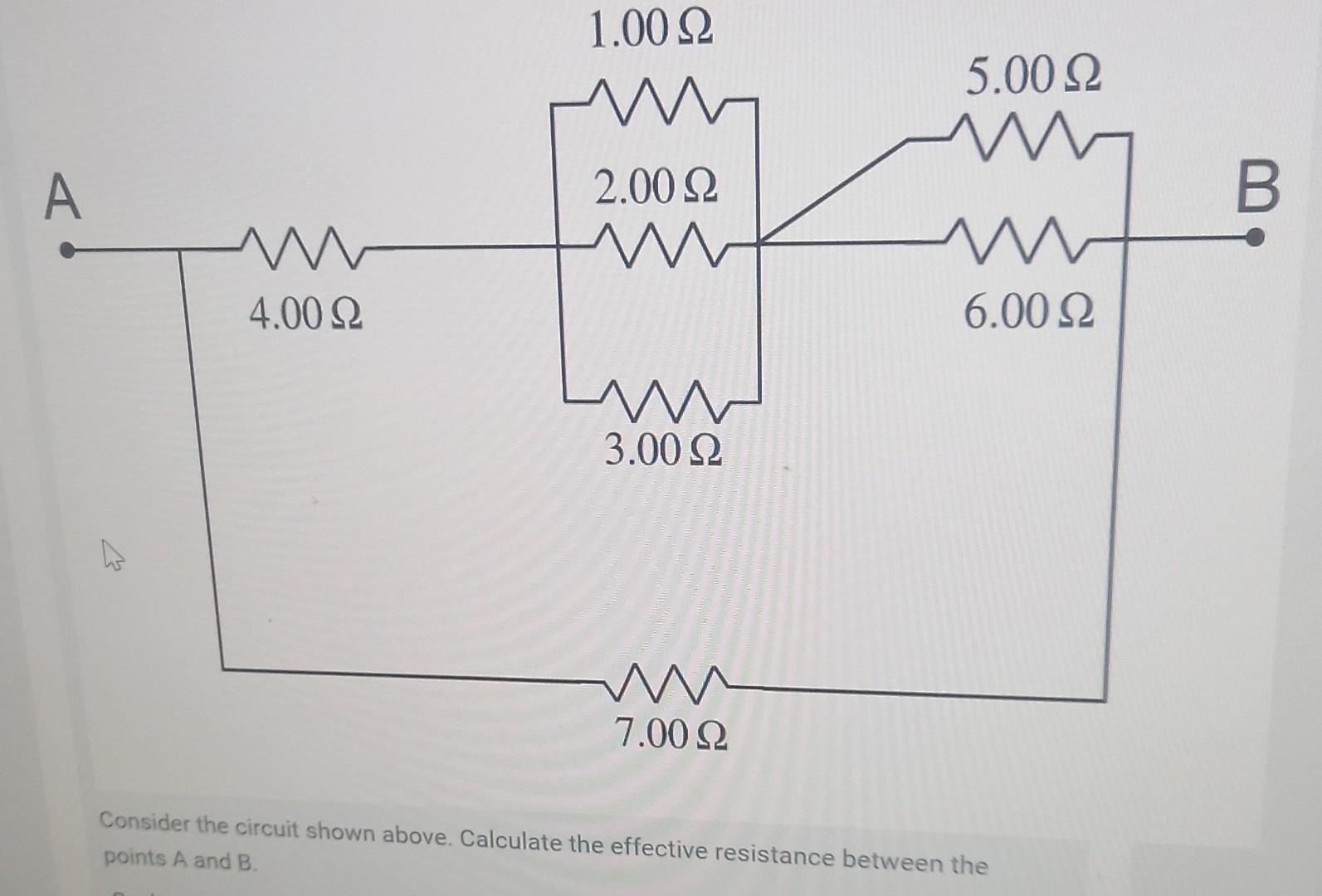 Solved points A and B. Circuit shown above. Calculate the | Chegg.com