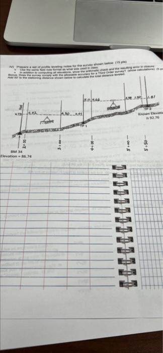 Solved prepare a set of profile leveling notes for the | Chegg.com