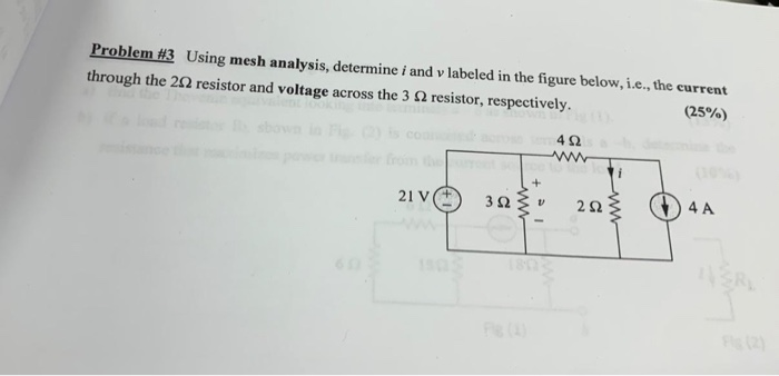 Solved Problem #3 Using mesh analysis, determine i and v | Chegg.com