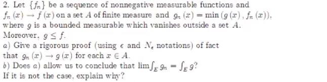Solved 2. Let (fr) be a sequence of nonnegative measurable | Chegg.com