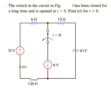 Solved The switch in the circuit in Fig 5 ﻿has been closed | Chegg.com