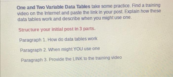 Solved One and Two Variable Data Tables take some practice. | Chegg.com