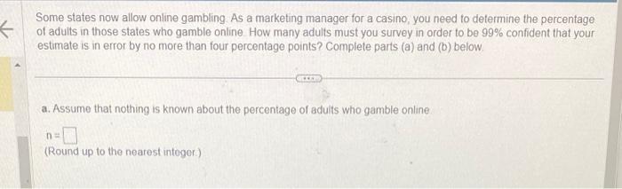 Solved Some states now allow online gambling. As a marketing | Chegg.com