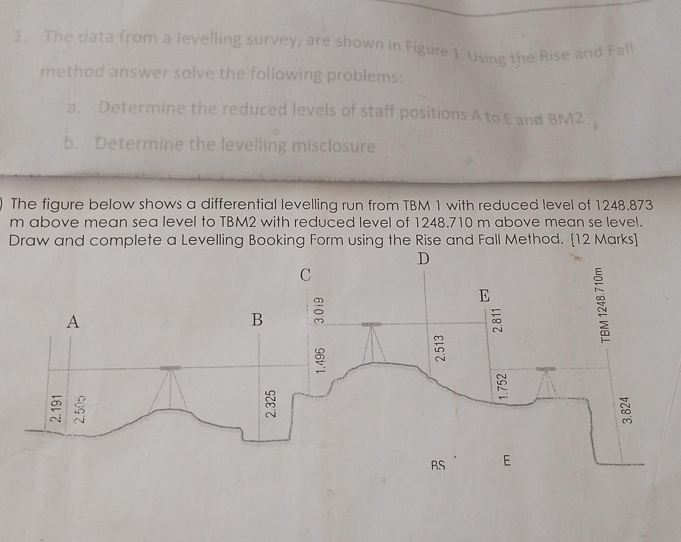 Solved 1. The data from a levelling survey are shown in | Chegg.com