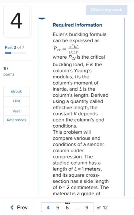 Solved Check my work 4 Part 2 of 7 (KL) 10 points eBook Hint | Chegg.com