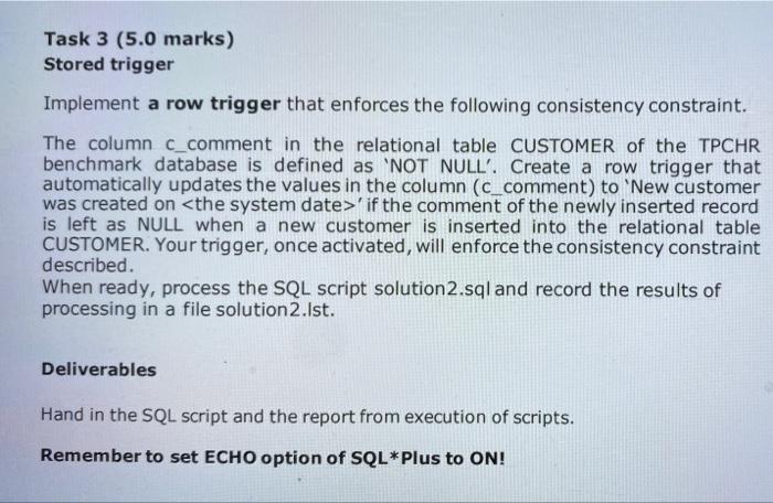 Solved Task 3 50 Marks Stored Trigger Implement A Row