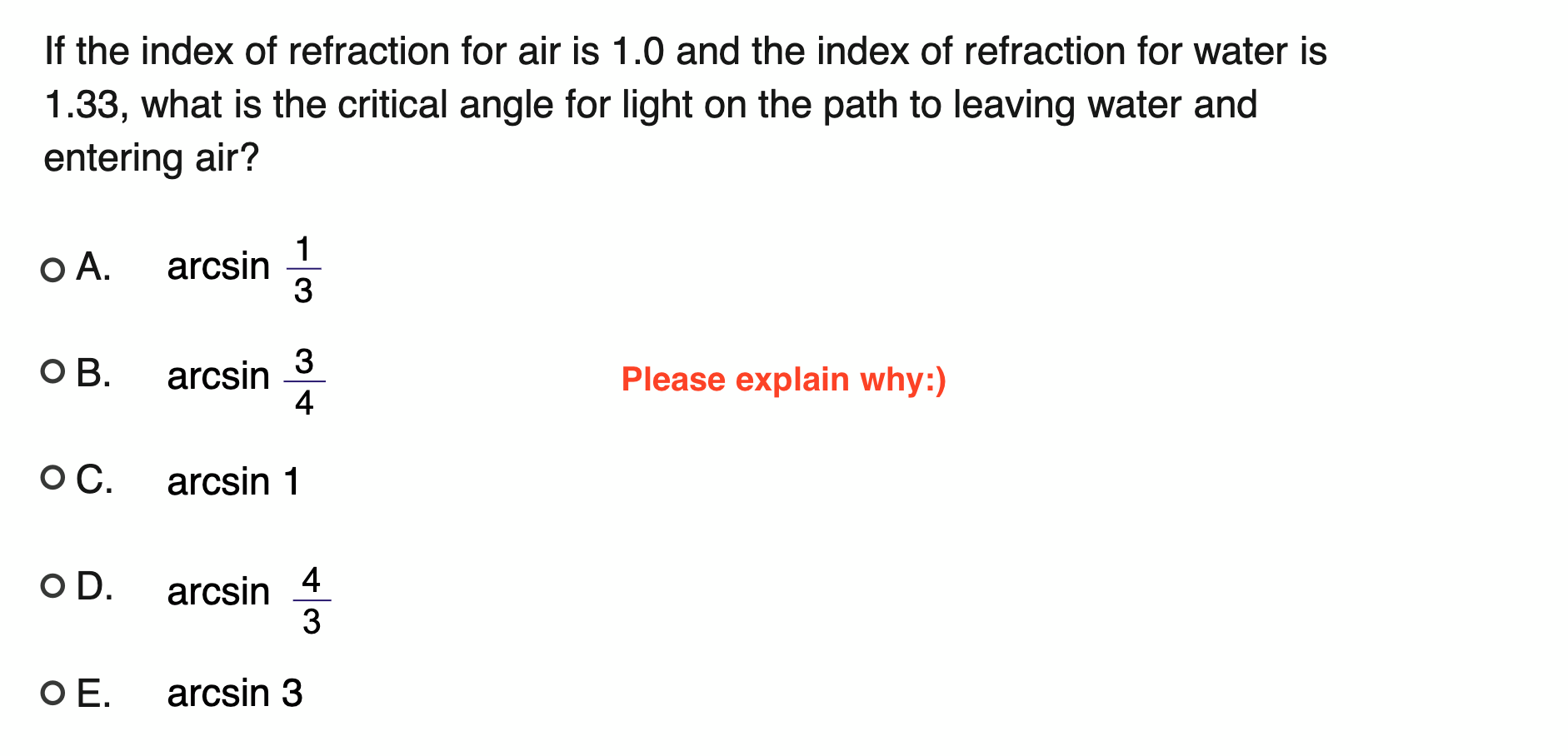 Solved If the index of refraction for air is 1.0 ﻿and the | Chegg.com