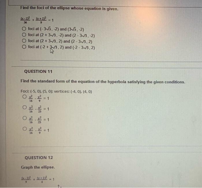 Solved Find the foci of the ellipse whose equation is given. | Chegg.com