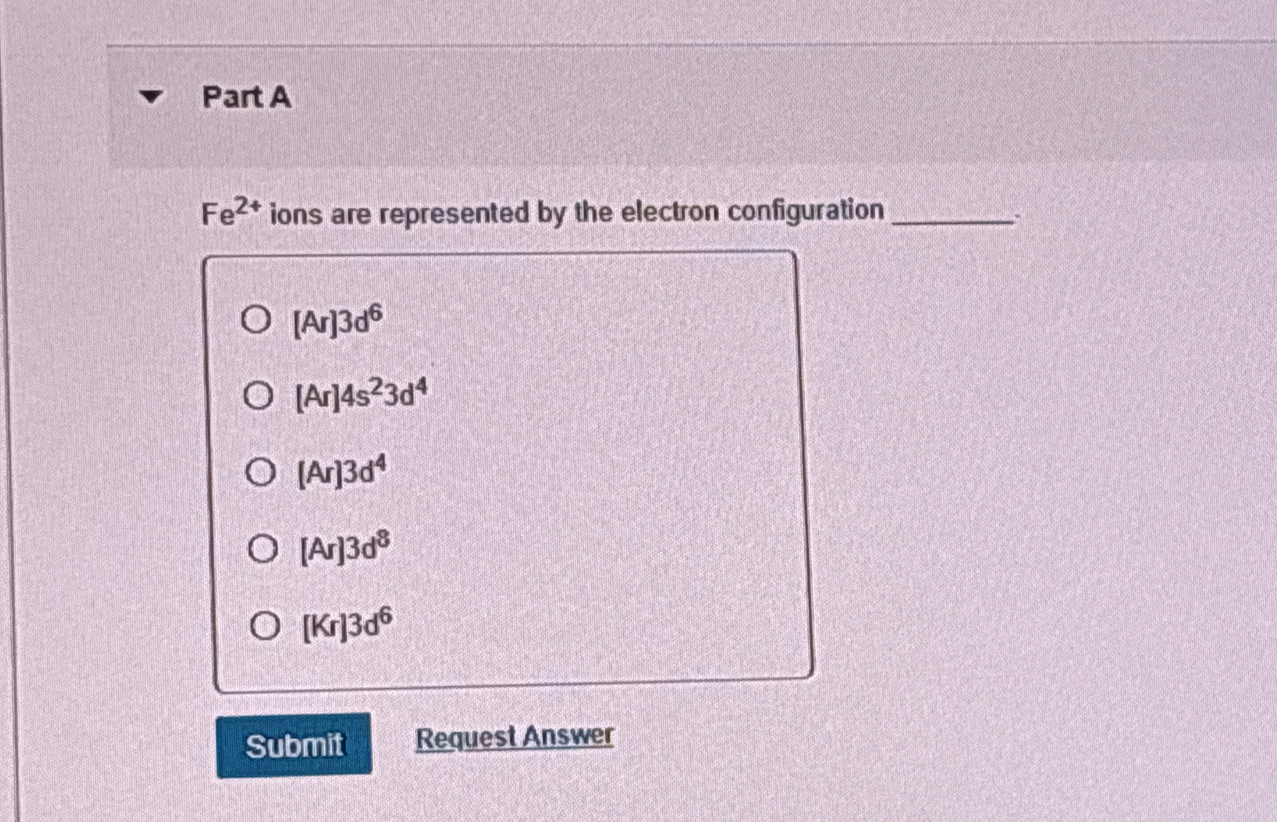 Solved Part AFe2+ ﻿ions are represented by the electron | Chegg.com