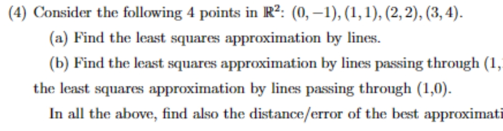 (4) ﻿Consider the following 4 ﻿points in R2 ﻿: | Chegg.com