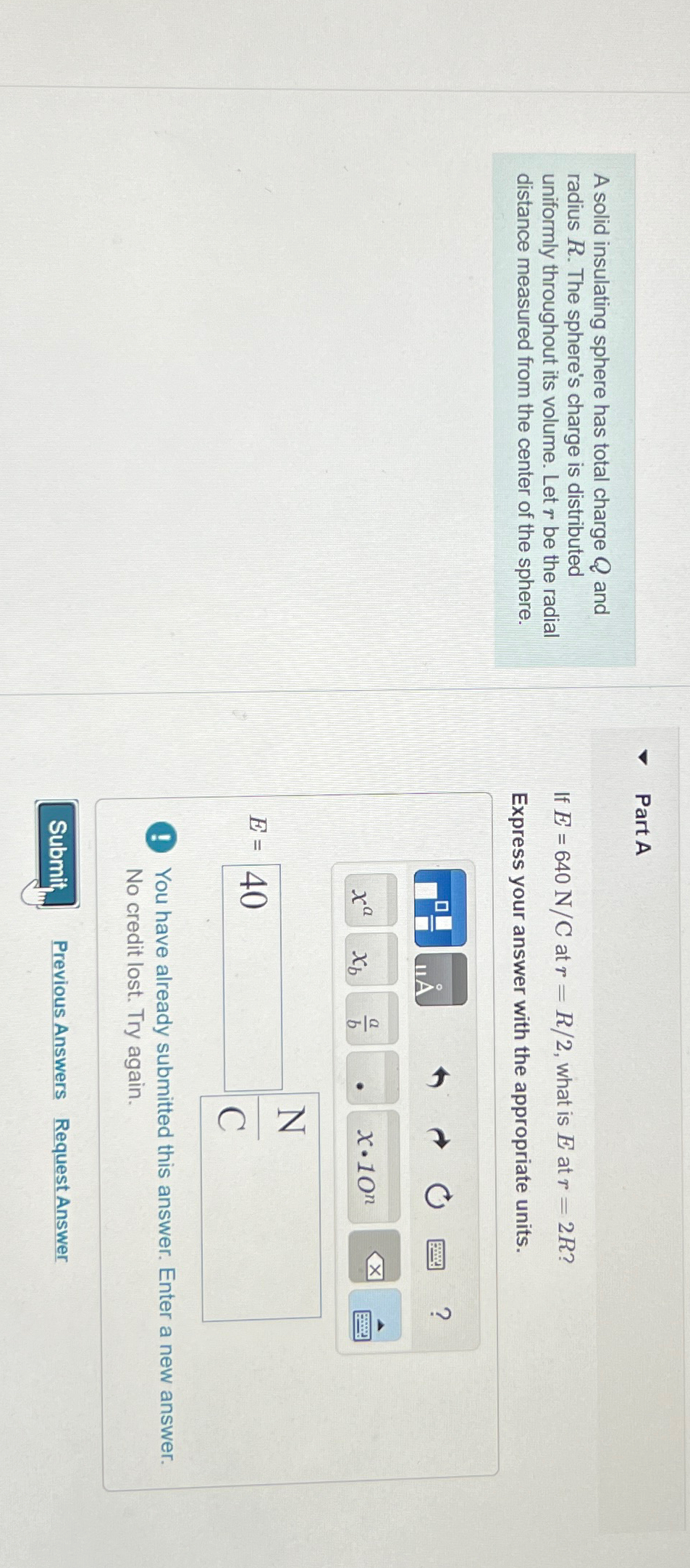 Solved Part A (The answer shown is inncorrect)A solid | Chegg.com