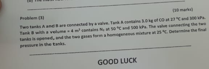Solved Problem (3) Two tanks A and B are connected by a | Chegg.com
