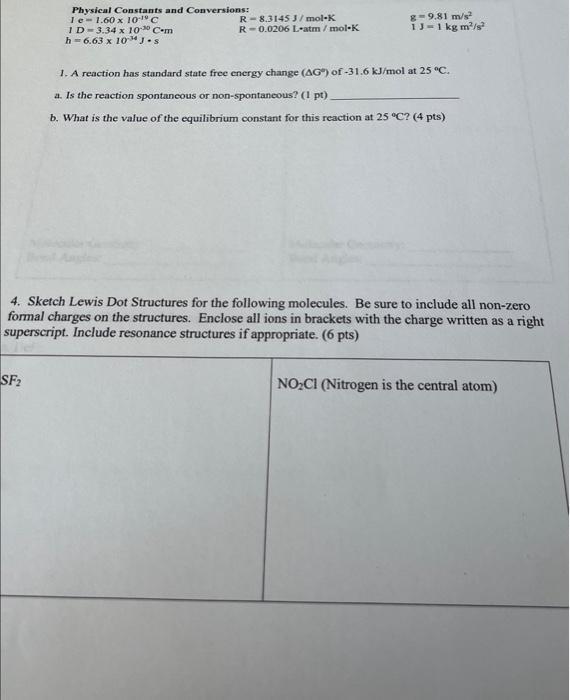 Solved Physical Constants and Conversions: | Chegg.com