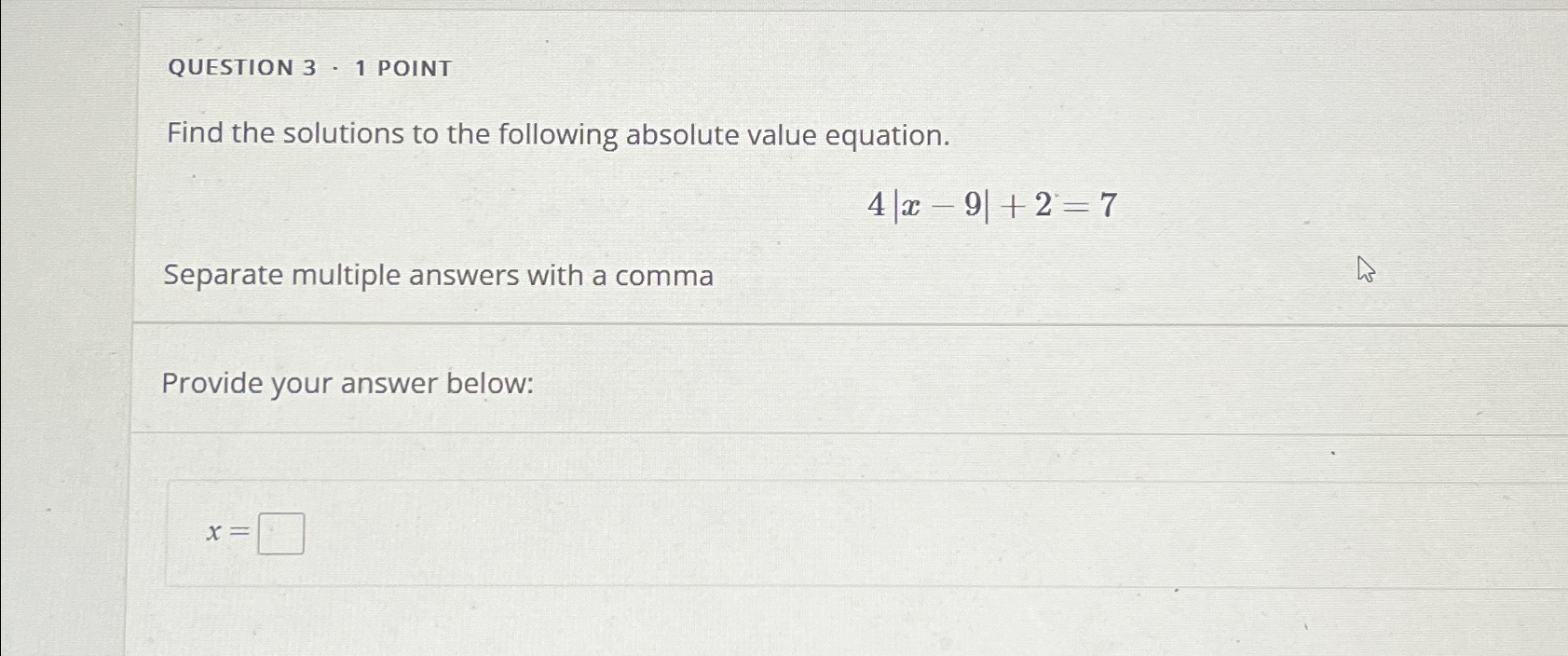Solved QUESTION 3 - 1 ﻿POINTFind the solutions to the | Chegg.com