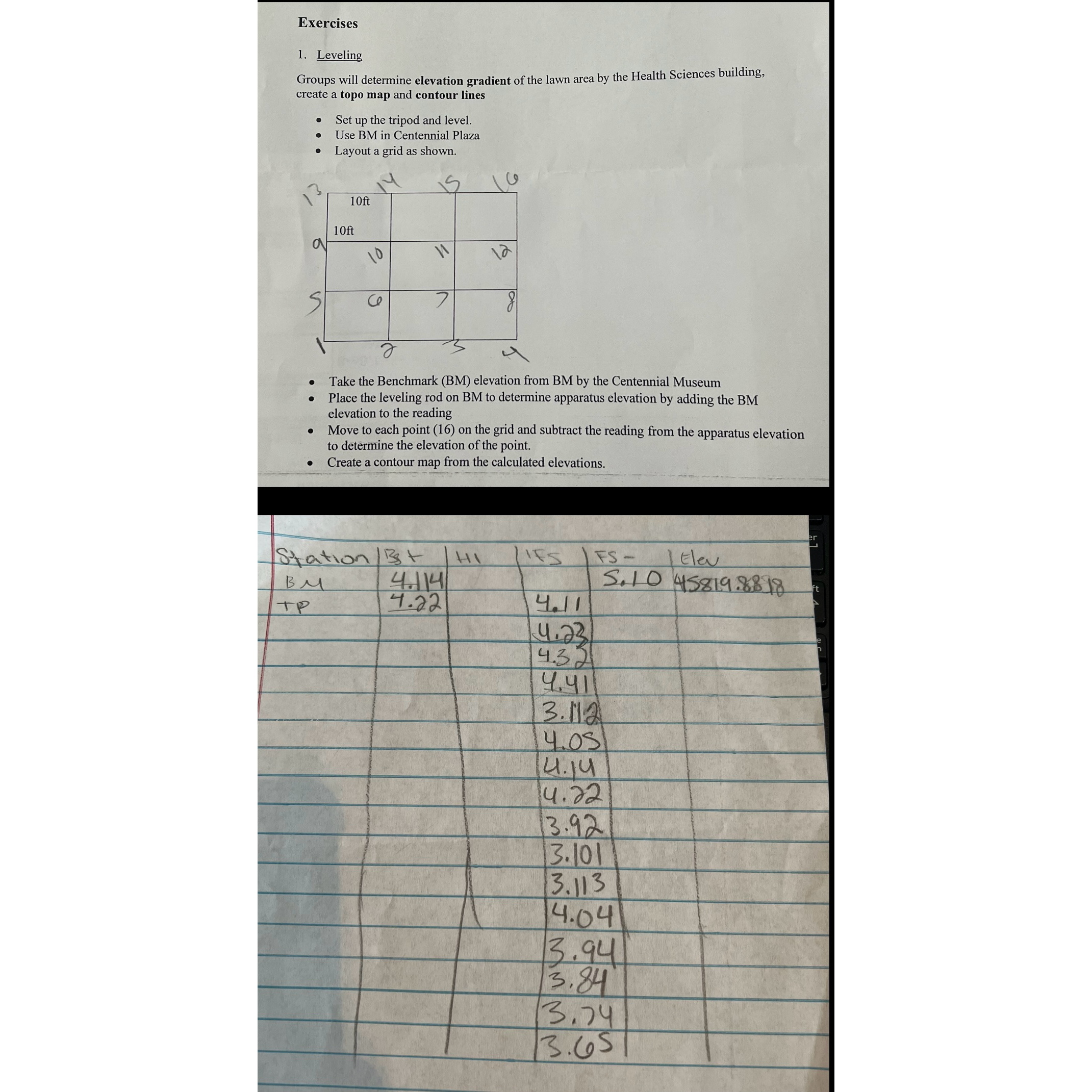 Solved ExercisesLevelingGroups will determine elevation | Chegg.com