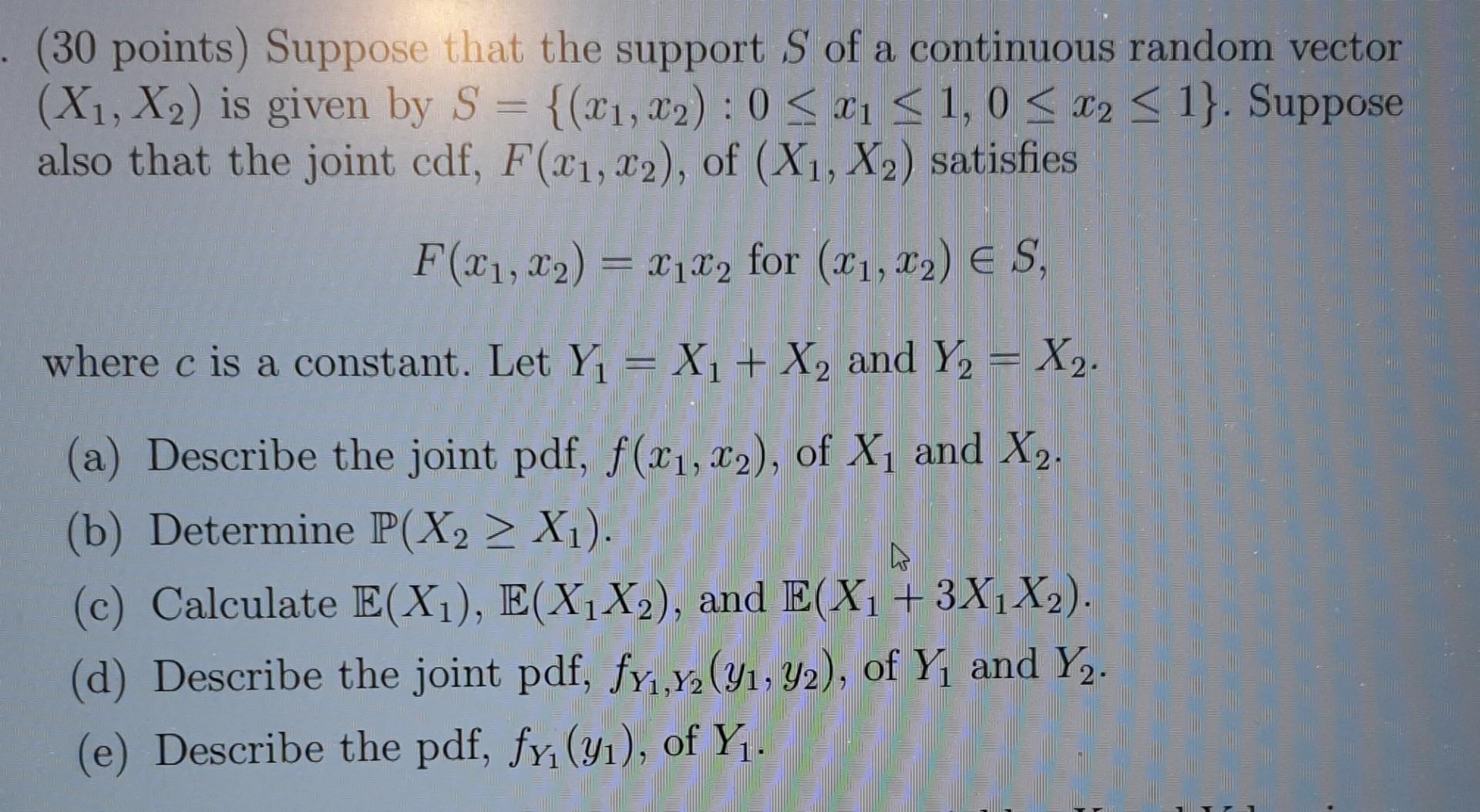 Solved (30 points) Suppose that the support S of a | Chegg.com
