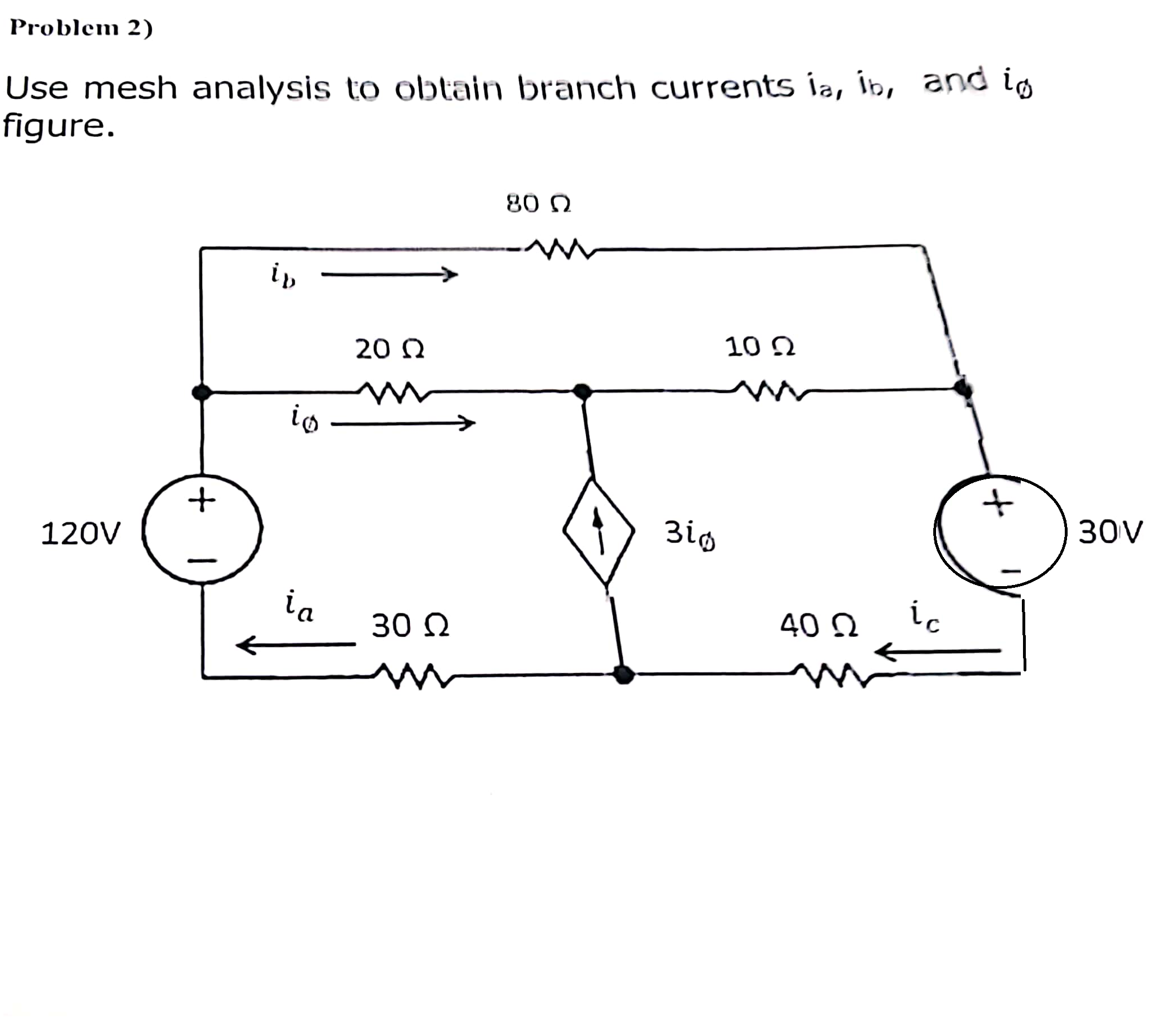 Solved Use mesh analysis to obtain branch currents ia,ib | Chegg.com
