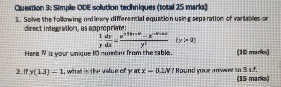 Solved Question 3: Simple ODE solution techniques (total 25 | Chegg.com