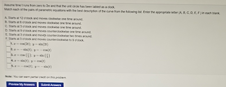 Solved Assume time t runs from zero to 2π ﻿and that the unit | Chegg.com | Chegg.com