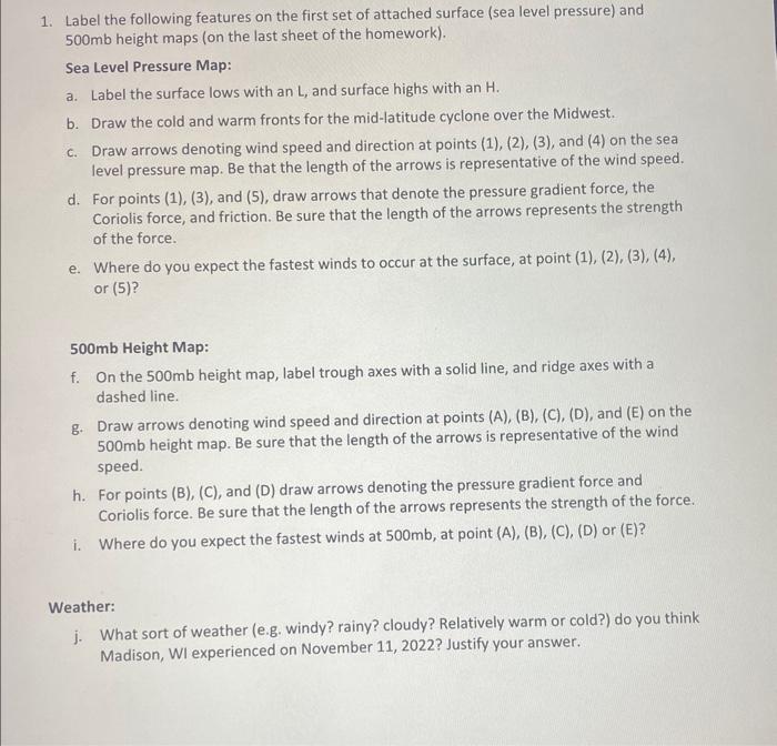 Solved 1. Label the following features on the first set of | Chegg.com