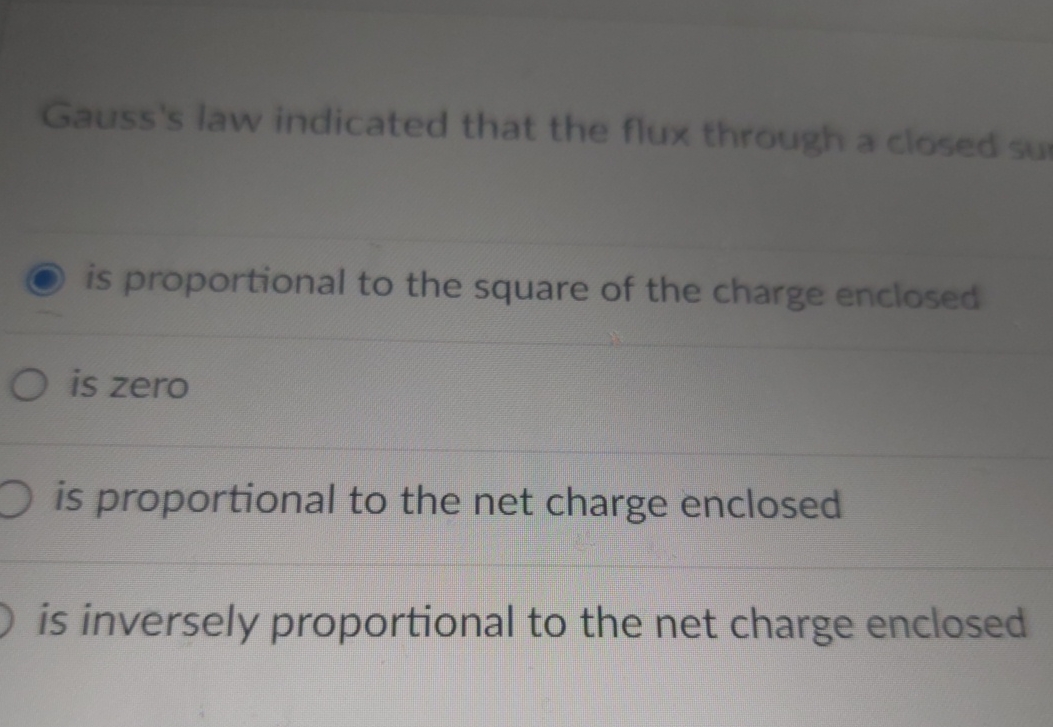 Solved Gauss's law indicated that the flux through a closed | Chegg.com