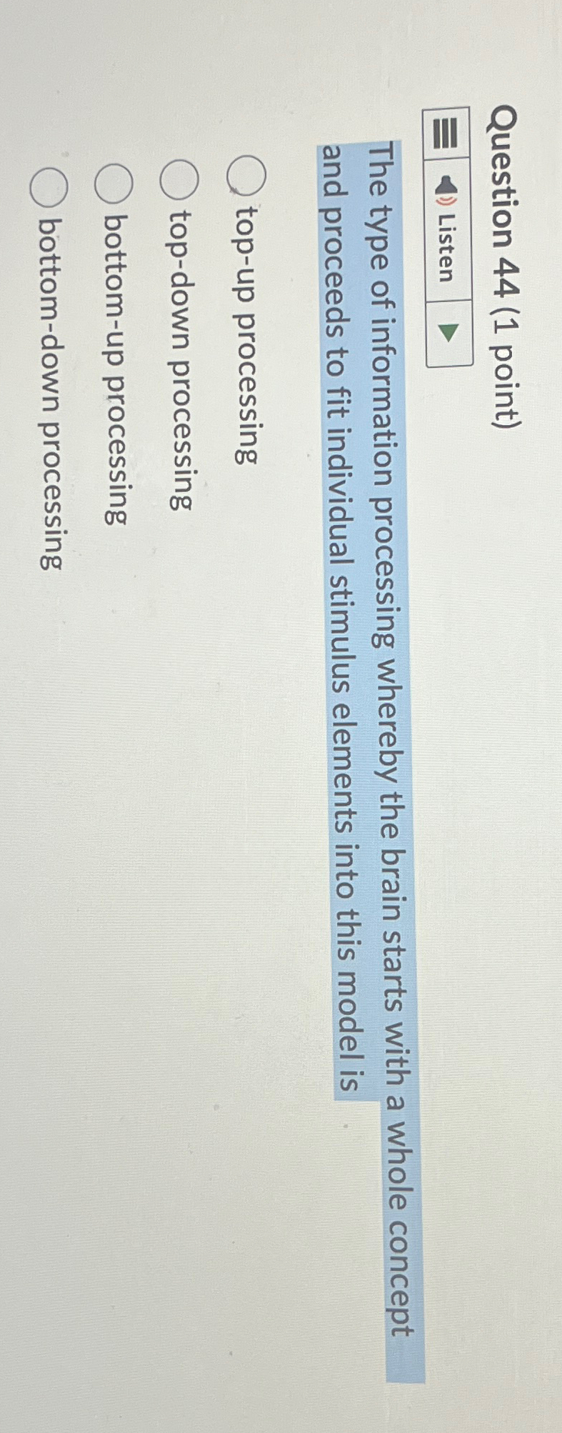 Solved Question 44 (1 ﻿point)The type of information | Chegg.com
