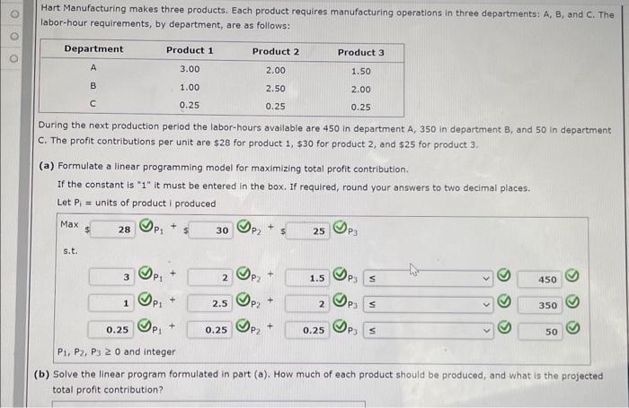 Hart Manufacturing makes three products. Each product | Chegg.com