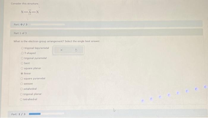 Solved Consider this structure x−A¨−x Part: 0/3 Part 1 of 3 | Chegg.com