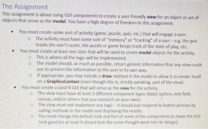 Solved Using java gui as view and another class as model | Chegg.com