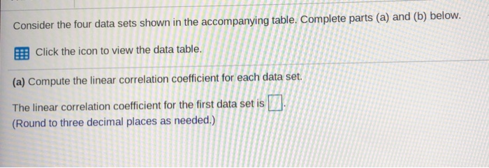 Solved Consider the four data sets shown in the accompanying | Chegg.com