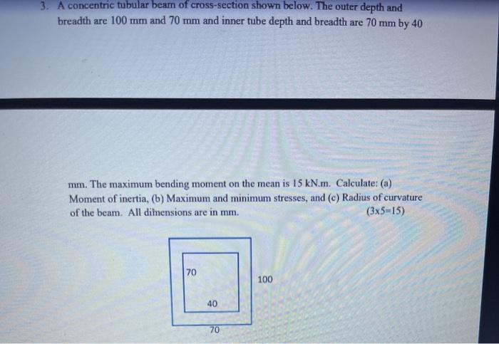 Solved 3. A concentric tubular bear of cross-section shown | Chegg.com