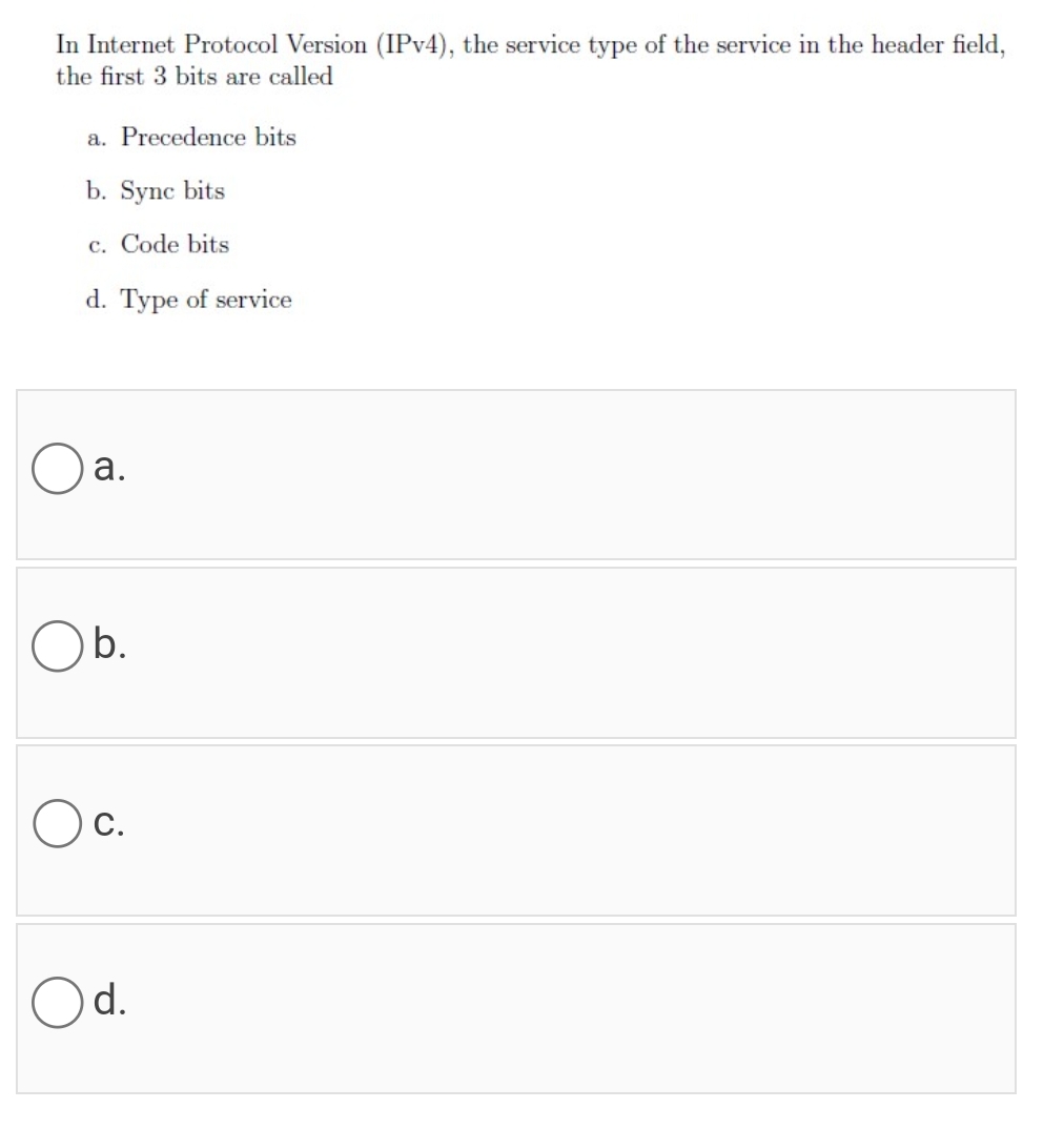 Solved In Internet Protocol Version (IPv4), ﻿the service | Chegg.com