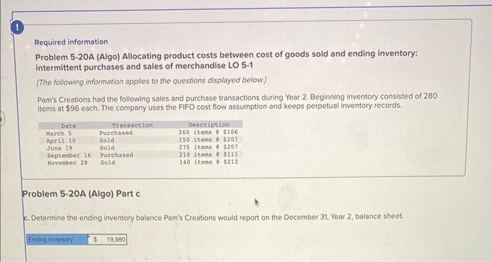 Solved Required information Problem 5-20A (Algo) Allocating | Chegg.com