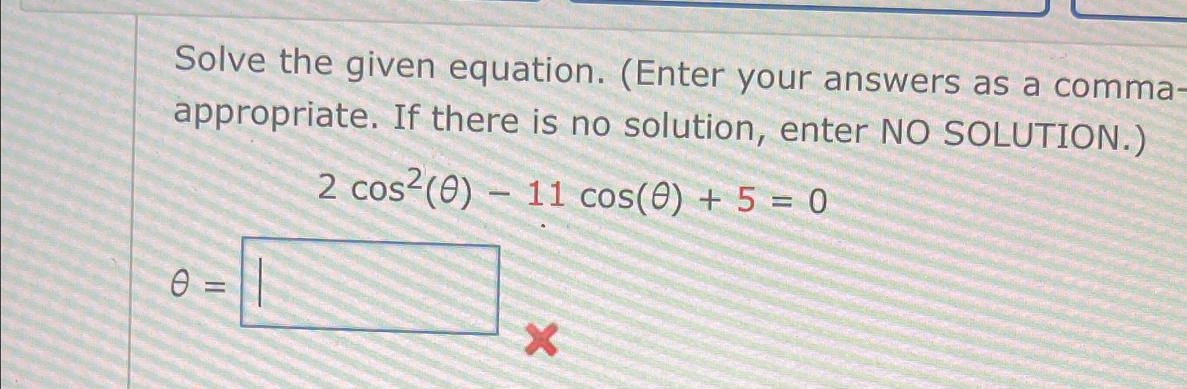 Solved Solve the given equation. (Enter your answers as a | Chegg.com
